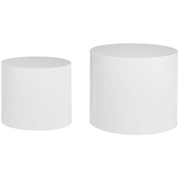 Miliboo Ovale Design-Beistelltische mit weißem Glanzeffekt (2er-Set) famosa - Weiß