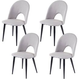 Neuwertig] 4er-Set Esszimmerstuhl HHG 209, Stuhl Küchenstuhl, Stoff/Textil grau - grey