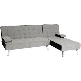 Neuwertig] Schlafsofa HHG 729, Couch Ecksofa Sofa, Liegefläche links/rechts Schlaffunktion 236cm Stoff/Textil hellgrau, schwarz - grey