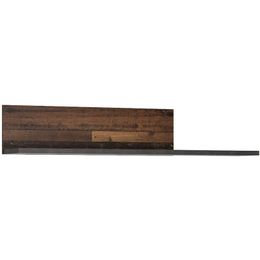 Lomadox Wandboard im modernen Industrial Design NELSON-129 in grau mit Holz Nb., dekoratives Jugendzimmer Wandregal, B/H/T ca. 120/22,2/22 cm - braun