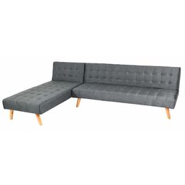 HHG - neuwertig] Ecksofa 784, Sofa Klappsofa, Liegefläche links/rechts, Stoff/Textil Massivholz MVG-zertifiziert 256cm dunkelgrau