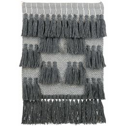 Beliani Wandbehang Grau handgewebte aus Baumwolle mit Quasten Wanddekoration Hängende Dekoration im Boho Modernen Stil Wohnzimmer Schlafzimmer - Grau