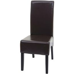 HHG [NEUWERTIG] Esszimmerstuhl Crotone, Küchenstuhl Stuhl, Leder braun, dunkle Beine - brown