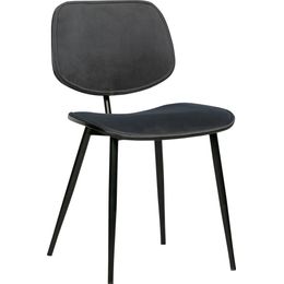 Esszimmerstuhl Woood "JACKIES" Stühle Gr. B/H/T: 46 cm x 78 cm x 56 cm, 2 St., Polyester-Baumwolle, Metall, grau (grau, schwarz) Küchenstühle