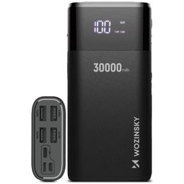 Wozinsky - Powerbank 30000mAh Li-Po 4 x usb mit LCD-Display 2 a Ladegerät Schwarz