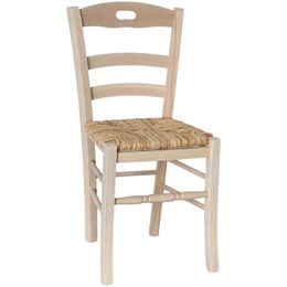 OKAFFAREFATTO - Loris Holzstuhl mit Sitzfläche aus rohem Reisstroh zum Bemalen