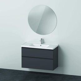 Duravit - D-Neo Möbel-Set, Möbelwaschtisch mit Waschtischunterschrank wandhängend und led Spiegel (rund), 1000x2000mm, DE01110, Farbe: Graphit Matt