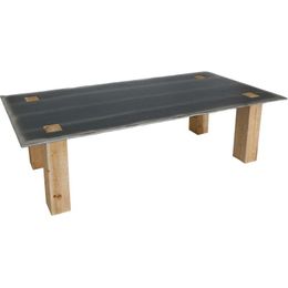 Esstisch HHG 594, Tisch Esszimmertisch, Industrial Massiv-Holz MVG-zertifiziert 240x100cm, natur mit Metall-Optik - brown