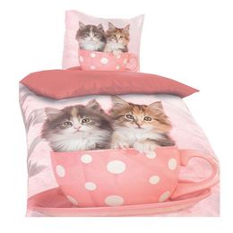 Bettwäsche Kinder 135x200 cm Garnitur Katzen Katzenbabys