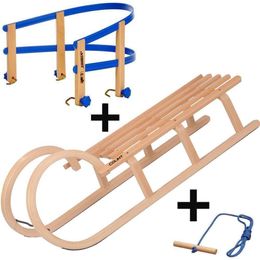 Colint Hornschlitten Hörner 110 mit Holz/Kunststofflehne und Leine (Set, 3-tlg), beige