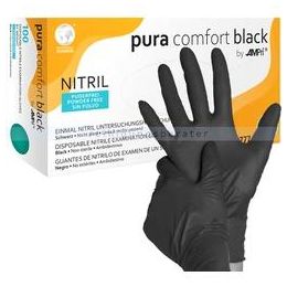 Nitrilhandschuhe Ampri pura comfort black M Gr. 8, puderfrei, untsterile Nitrilhandschuhe, 100 Stück/Box