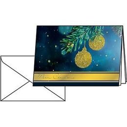 10 Sigel Weihnachtskarten Golden Glitter DIN A6
