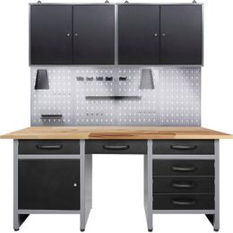 ONDIS24 Werkstatt-Set, 160 cm, mit LED, grau|schwarz
