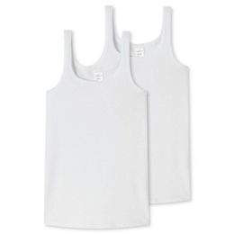 Schiesser Unterhemd "95/5" (2er-Pack) mit breiten Trägern, runder Halsausschnitt, weiß