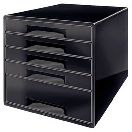 Leitz Schubladenbox 1 Schubladenbox CUBE 5 geschlossenen Schubladen schwarz, Auszugsstopp; Ergonomisches Griffloch