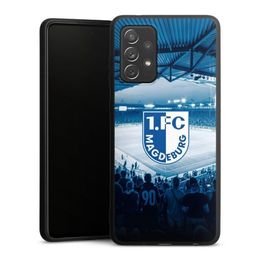 DeinDesign Handyhülle 1. FC Magdeburg Stadion 1. FCM 1.FCM Arena, Samsung Galaxy A72 Silikon Hülle Premium Case Handy Schutzhülle, schwarz