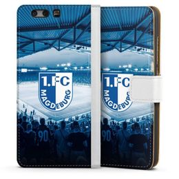 DeinDesign Handyhülle 1. FC Magdeburg Stadion 1. FCM 1.FCM Arena, Huawei P10 Hülle Handy Flip Case Wallet Cover Handytasche Leder, weiß