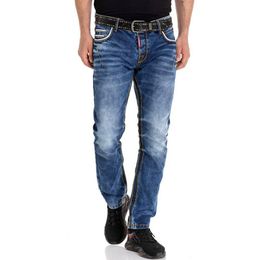 Cipo & Baxx Cipo & Baxx Gerade Jeans Regular mit auffälligen Kontrastnähten, blau