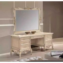 JVmoebel Schlafzimmer-Set Schminktisch mit Spiegel Schlafzimmer Design Beige Möbel Holz 2tlg, (2-St., Schminktisch + Spiegel)