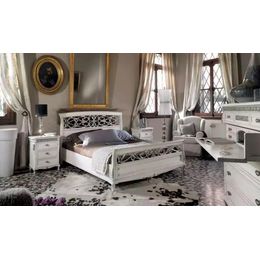 JVmoebel Schlafzimmer-Set Luxus Schlafzimmer Möbel 3tlg. Set Bett 2x Nachttische Modernes Design, (3-St., Bett + 2x Nachttische), weiß