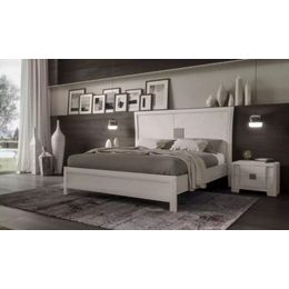 JVmoebel Schlafzimmer-Set Design Bett 2x Nachttische 3tlg Schlafzimmer Set Modern Möbel, (3-St., Bett + 2x Nachttische), Made in Italy, weiß