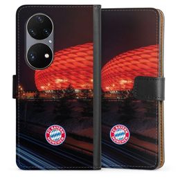 DeinDesign Handyhülle FC Bayern München FCB Stadion Allianz Arena bei Nacht FCB, Huawei P50 Pro Hülle Handy Flip Case Wallet Cover Handytasche Leder