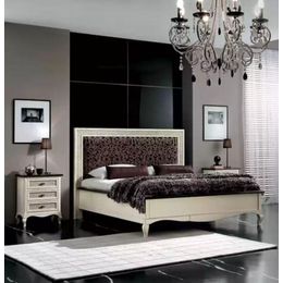 JVmoebel Schlafzimmer-Set Design Schlafzimmer 3tlg. Bett 2x Nachttisch Luxus Set Möbel Neu, (3-St., Bett + 2x Nachttische), Made in Italy, weiß
