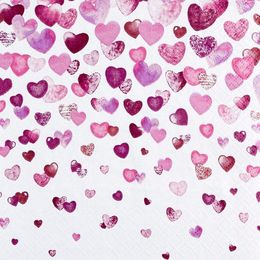 HOME FASHION Papierserviette 20 Servietten Lovely Hearts - Rosa Herzregen 33x33cm, (20 St)