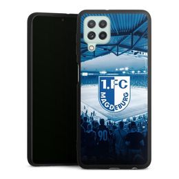 DeinDesign Handyhülle 1. FC Magdeburg Stadion 1. FCM 1.FCM Arena, Samsung Galaxy A22 4G Silikon Hülle Premium Case Handy Schutzhülle, schwarz