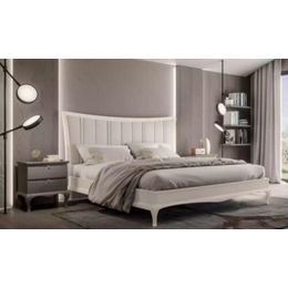 JVmoebel Schlafzimmer-Set Design Schlafzimmer 3tlg. Bett 2x Nachttische Modern Betten Möbel, (3-St., Bett + 2x Nachttische), Made in Italy, weiß