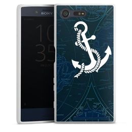 DeinDesign Handyhülle Anker Landkarte Segeln Sailors Style, Sony Xperia X Compact Silikon Hülle Bumper Case Handy Schutzhülle, weiß