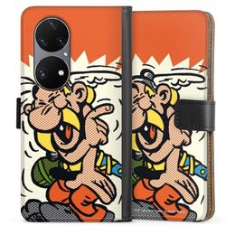 DeinDesign Handyhülle Asterix Vintage Kindheit Astérix Vintage, Huawei P50 Pro Hülle Handy Flip Case Wallet Cover Handytasche Leder, schwarz
