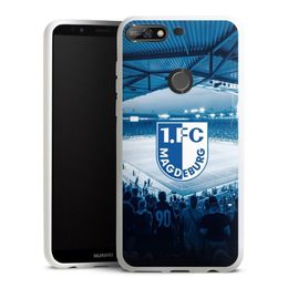 DeinDesign Handyhülle 1. FC Magdeburg Stadion 1. FCM 1.FCM Arena, Huawei Y7 (2018) Silikon Hülle Bumper Case Handy Schutzhülle, weiß