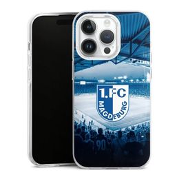 DeinDesign Handyhülle 1. FC Magdeburg Stadion 1. FCM 1.FCM Arena, Apple iPhone 14 Pro Silikon Hülle Bumper Case Handy Schutzhülle, weiß, transparent