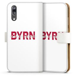 DeinDesign Handyhülle FC Bayern München FCB Offizielles Lizenzprodukt BYRN white, Huawei P20 Hülle Handy Flip Case Wallet Cover Handytasche Leder