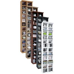 Vcm Holz CD DVD Stand Regal CD Regal mit Platz f&uuml;r 408 CDs oder 144 DVDs oder 80-Videos Ma&szlig;e: H. 183 x B. 42 x T. 20 cm Elegantes CD/DVD Regal Blu ray Regal &ndash; Almera