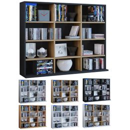 Vcm Holzregal stehend platzsparender CD-Schrank f&uuml;r 480 CDs oder 224 DVDs Ma&szlig;e:H. 82 x B. 102 x T. 23 cm Elegantes DVD Regal stehend Blu-Ray Regal CD Regal Megosa L