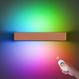 Led Wandleuchte, Moderne Wandlampe innen Holz rgb Flurlampe Nachtlampe, Schlafzimmer Treppenhaus Flur Wandbeleuchtung Innenbeleuchtung, 52CM