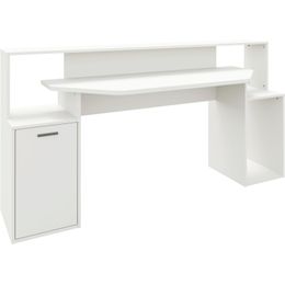 Schreibtisch FMD "Zocker 3" Tische Gr. B/H/T: 138,5 cm x 92,2 cm x 50,2 cm, weiß (weiß, weiß, weiß) Schreibtische