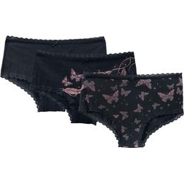 Full Volume by EMP 3 Pack Panties with Butterfly Print Wäsche-Set schwarz in L