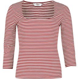 Banned Retro Stripe & Square Top Langarmshirt rot weiß in M