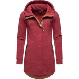 Ragwear Sweatjacke Letty Intl. Sportliche Kapuzenjacke mit Kunstleder-Elementen, rot