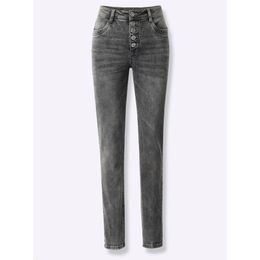 Bequeme Jeans Heine Gr. 44, Normalgrößen, grau (grey, denim) Damen Jeans