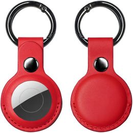 Bingo Schlüsselanhänger Schlüsselanhänger Airtag Anhänger Hülle für Apple Air Tags Leder Rot (Haustierhalsband Clip-Verschluss Hochwertig Tracker Eleganz Aufhängung für Tierbesitzer