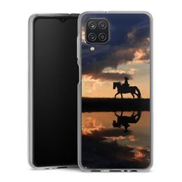 DeinDesign Galaxy A12 Handy Silikon H&uuml;lle Case transparent Handyh&uuml;lle Sunset Horse Horseback Riding Silikon Case