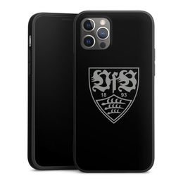 DeinDesign iPhone 12 Pro Handy Premium Silikon H&uuml;lle Handyh&uuml;lle schwarz Case Official Licensed Product Vfb Stuttgart Logo Silikon Premium Case