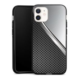 DeinDesign iPhone 12 Handy Silikon H&uuml;lle Case schwarz Handyh&uuml;lle Steel Metall Carbon