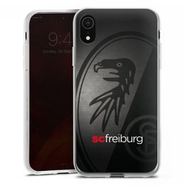 DeinDesign iPhone Xr Handy Silikon H&uuml;lle Case transparent Handyh&uuml;lle Official Licensed Product Sc Freiburg Metallic Look Silikon Case