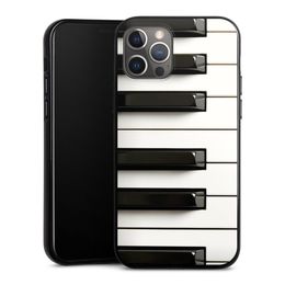 DeinDesign iPhone 12 Pro Handy Silikon H&uuml;lle Case schwarz Handyh&uuml;lle Klavier Music Piano