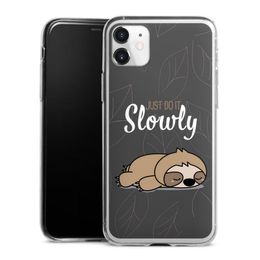 DeinDesign iPhone 11 Handy Slim Case Silikon Handyh&uuml;lle transparent H&uuml;lle extra d&uuml;nn Sloth Lazy Sunday Sayings Silikon Slim Case
